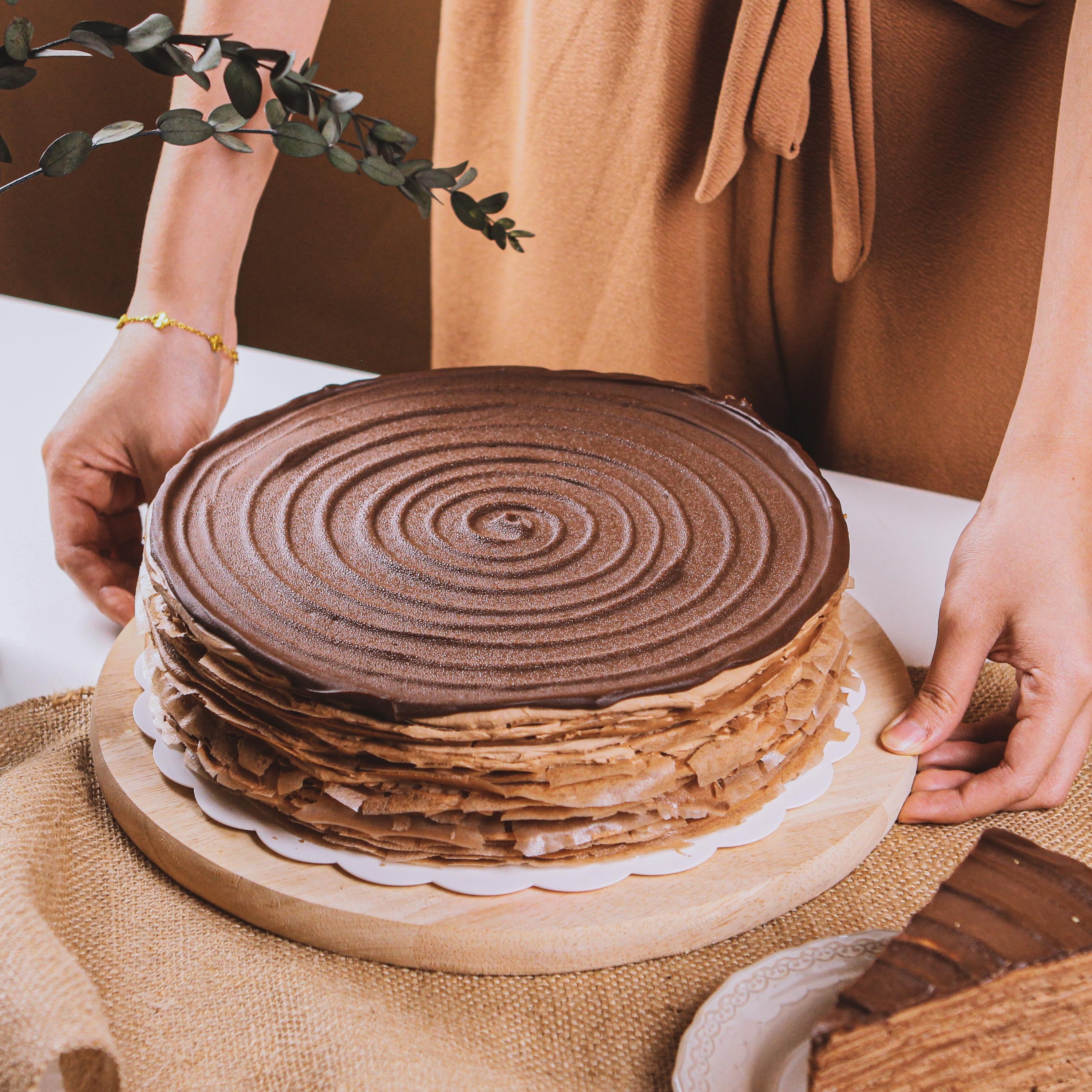 61% Dark Chocolate Mille Crepe Cake | Cake Together | Delivery