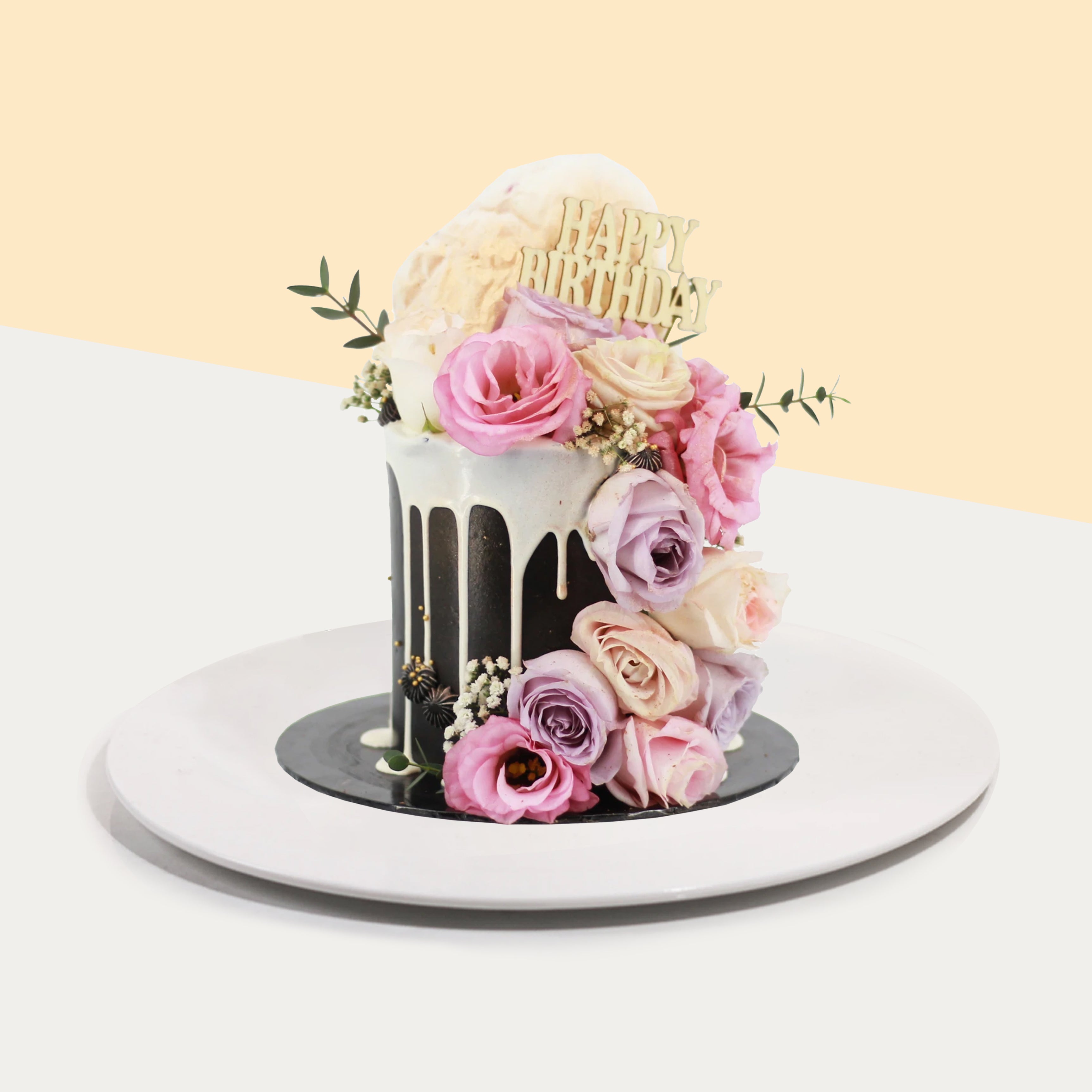 Black Floral Cake 4 inch | Cake Together | Birthday Cake Delivery